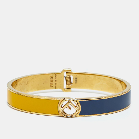 Fendi | Jewelry | Fendi F Is Bicolor Enamel Gold Tone Bracelet S | Poshmark